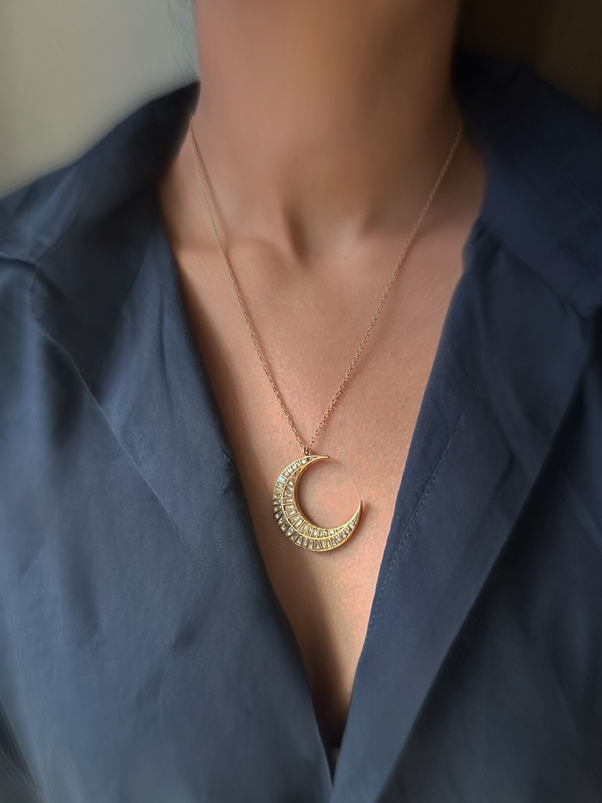 Crescent moon necklace – Dhora India